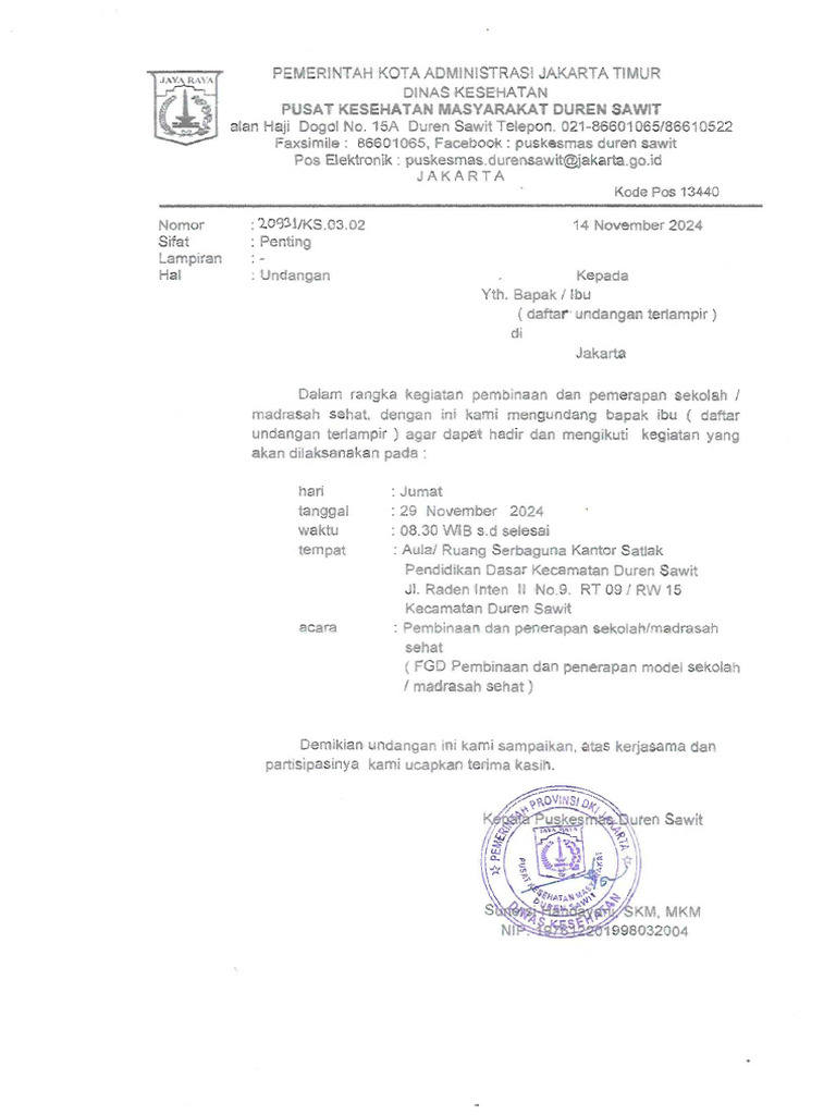 Undangan FGD Sekolah - Madrasah Sehat | PDF
