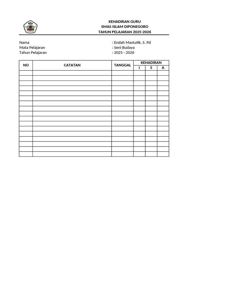 FORM ABSENSI DAN PRESTASI | PDF