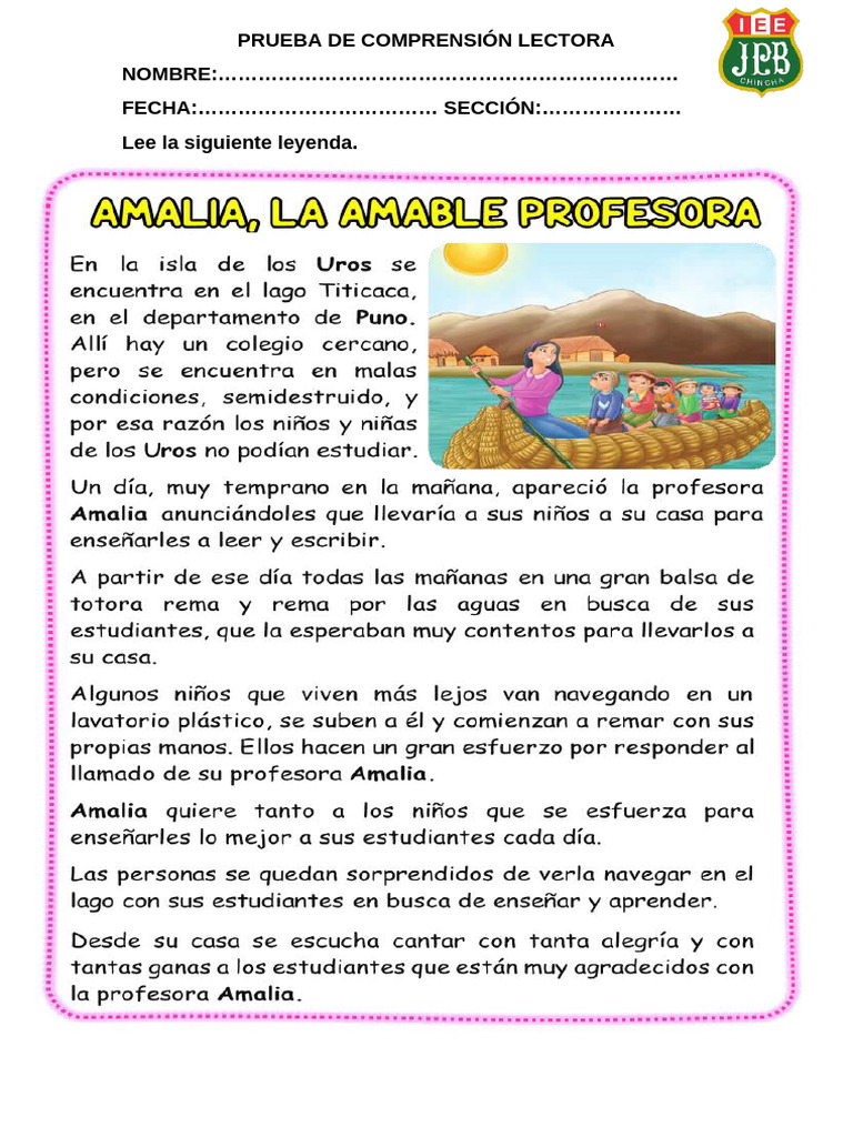 Prueba de Comprensión Lectora 2 de Junio | PDF