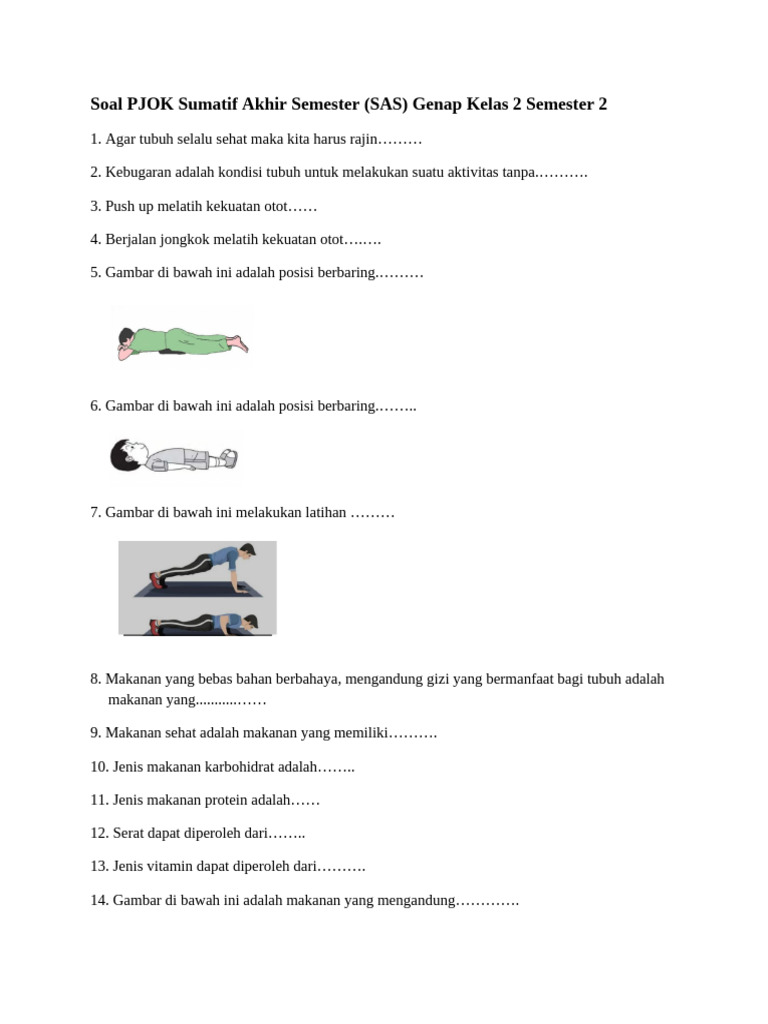 Soal Pas Genap Pjok Kelas 2 2024-2025 | PDF