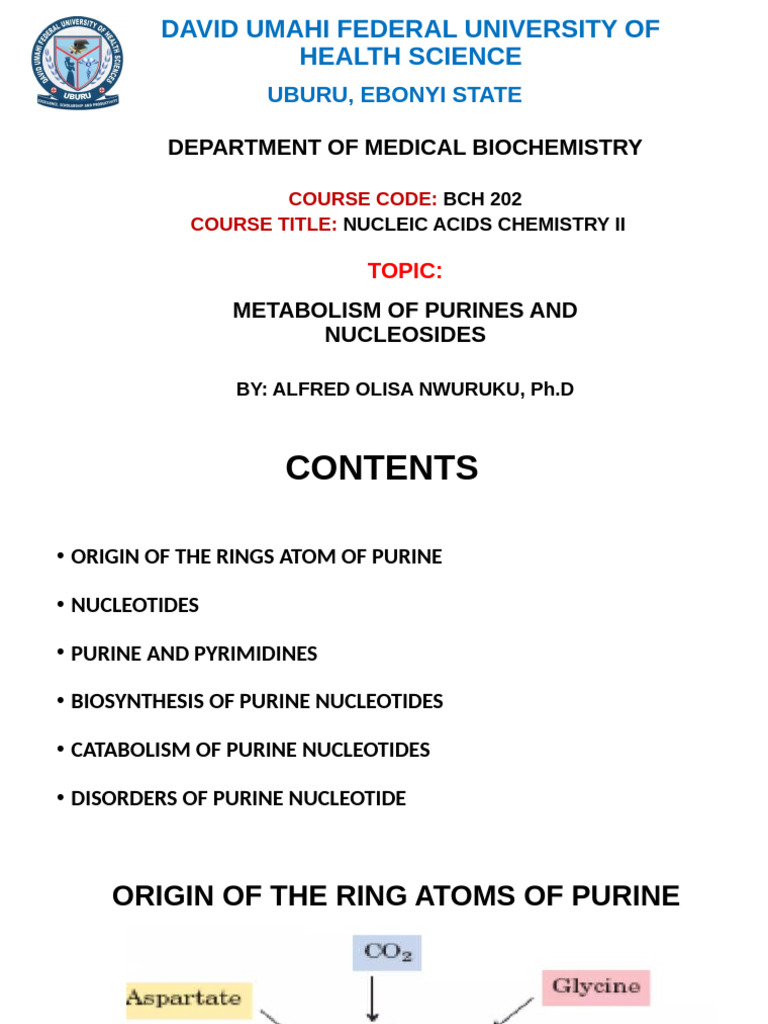 Purine Metabolism and Disorders Overview | PDF | Nucleotides | Gout