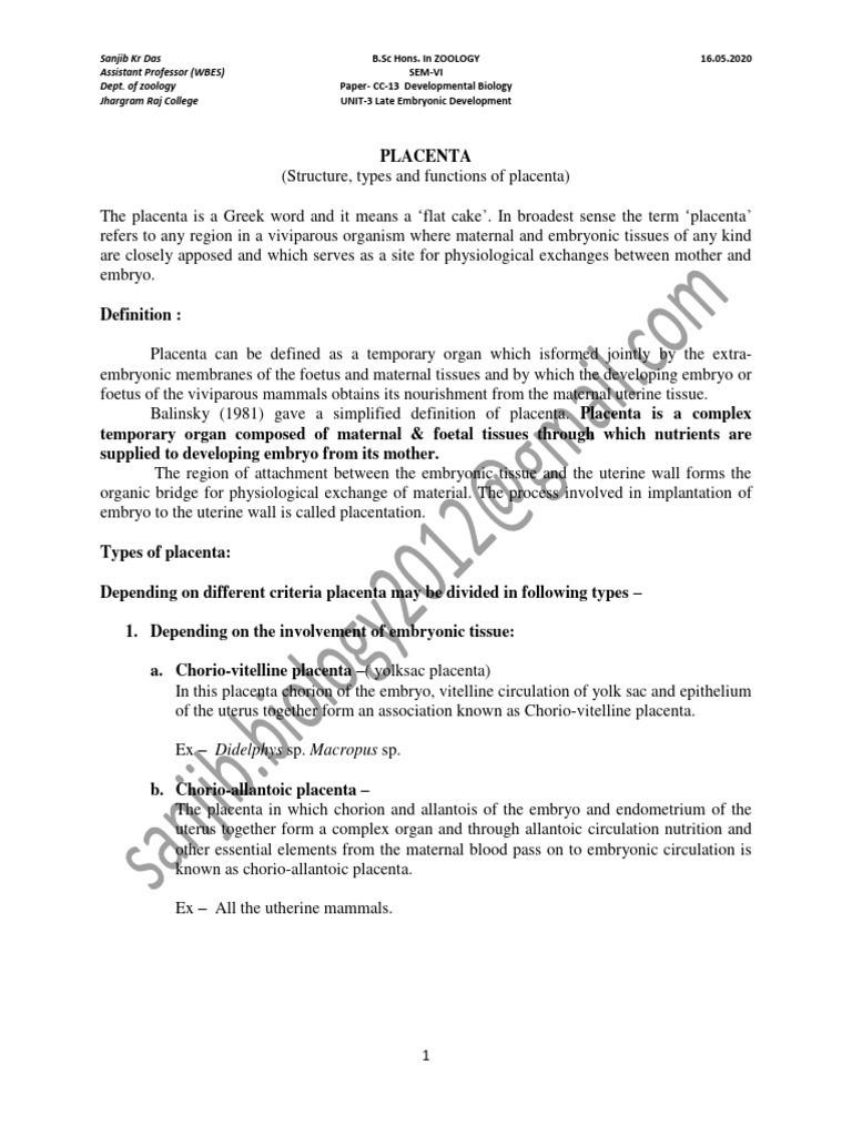 Placenta - Different Types, Structure | PDF | Placenta | Uterus