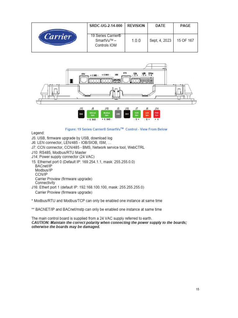 Carrier SmartVu Display Connections | PDF