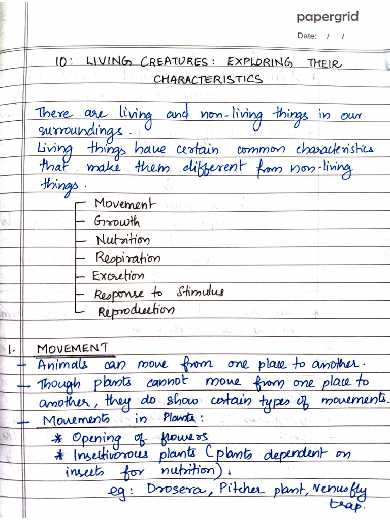 Living Creatures - Exploring Their Characteristics | PDF