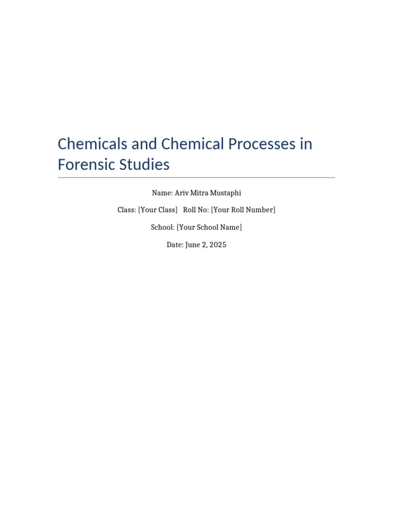 Forensic Chemistry Project | PDF | Forensic Science | Gas ...