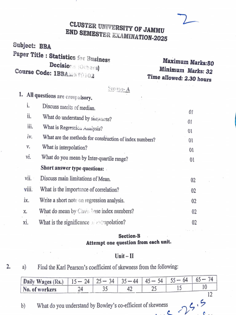 Pyq Business Statistics 2 | PDF | Statistical Inference | Data Analysis