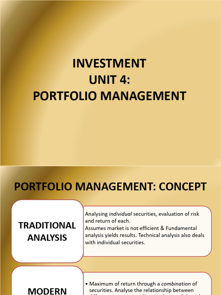 Investment - Unit 4 - Portfolio | PDF | Modern Portfolio Theory ...