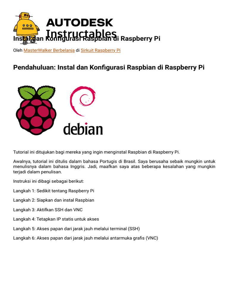 Instal Dan Konfigurasi Raspbian Di Raspberry Pi - 6 Langkah - Instructables | PDF