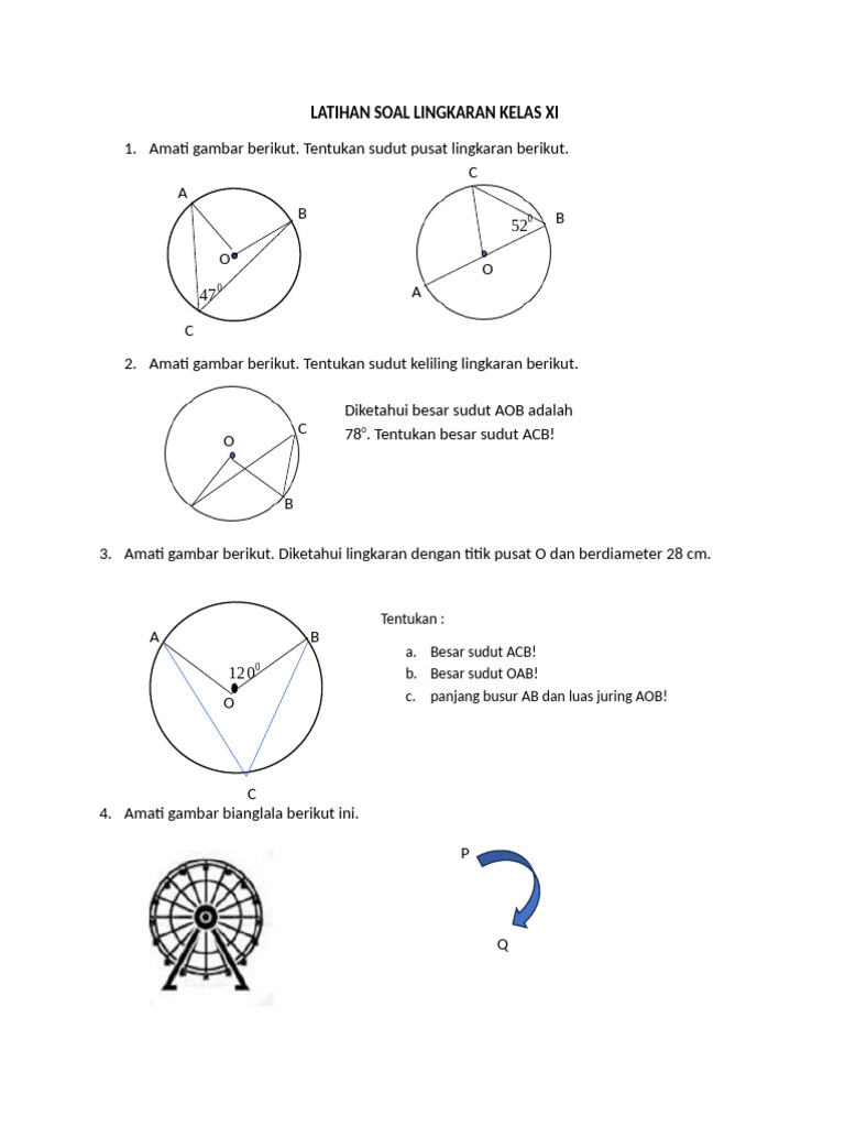 LATIHAN SOAL LINGKARAN KELAS XI (Mat Wajib) | PDF