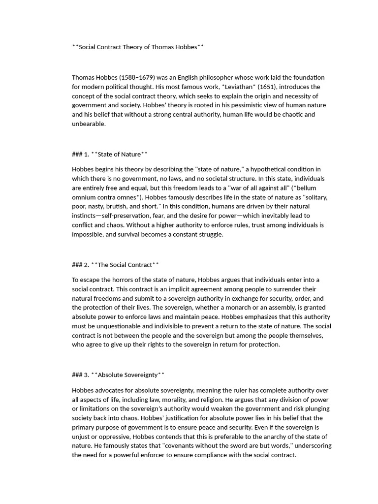 Political Science Q.1 | PDF | Social Contract | Thomas Hobbes