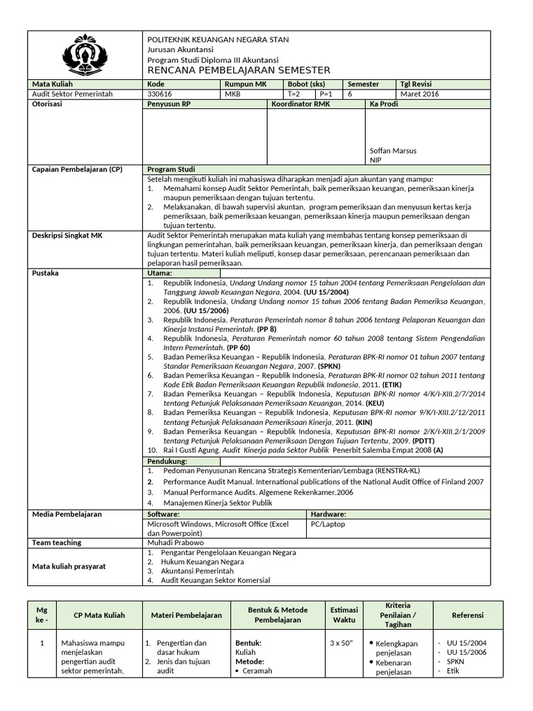 RPS Audit Sektor Pemerintah MP | PDF