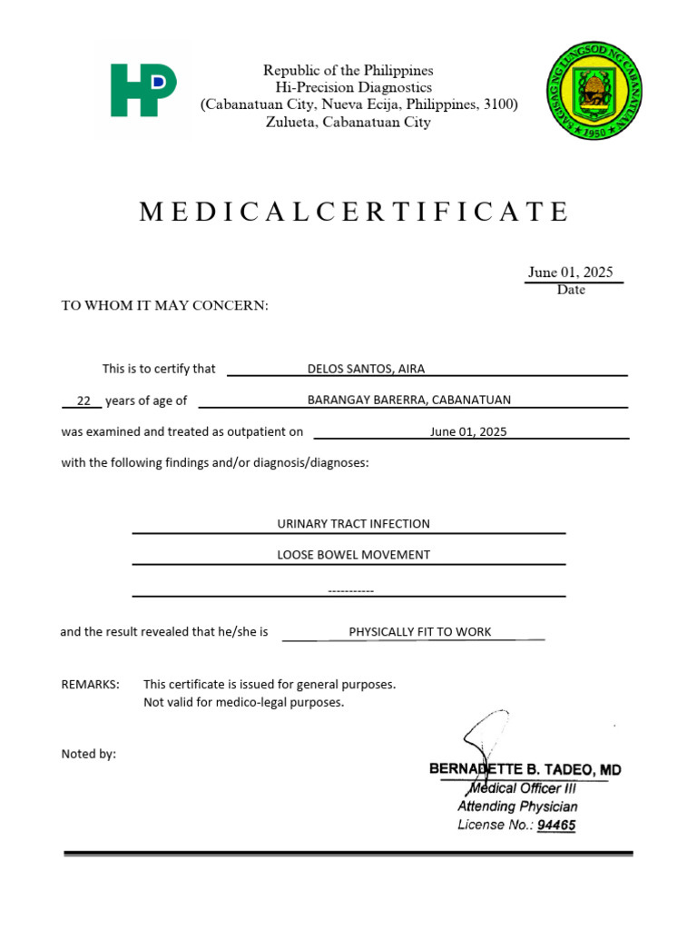 MED CERT | PDF