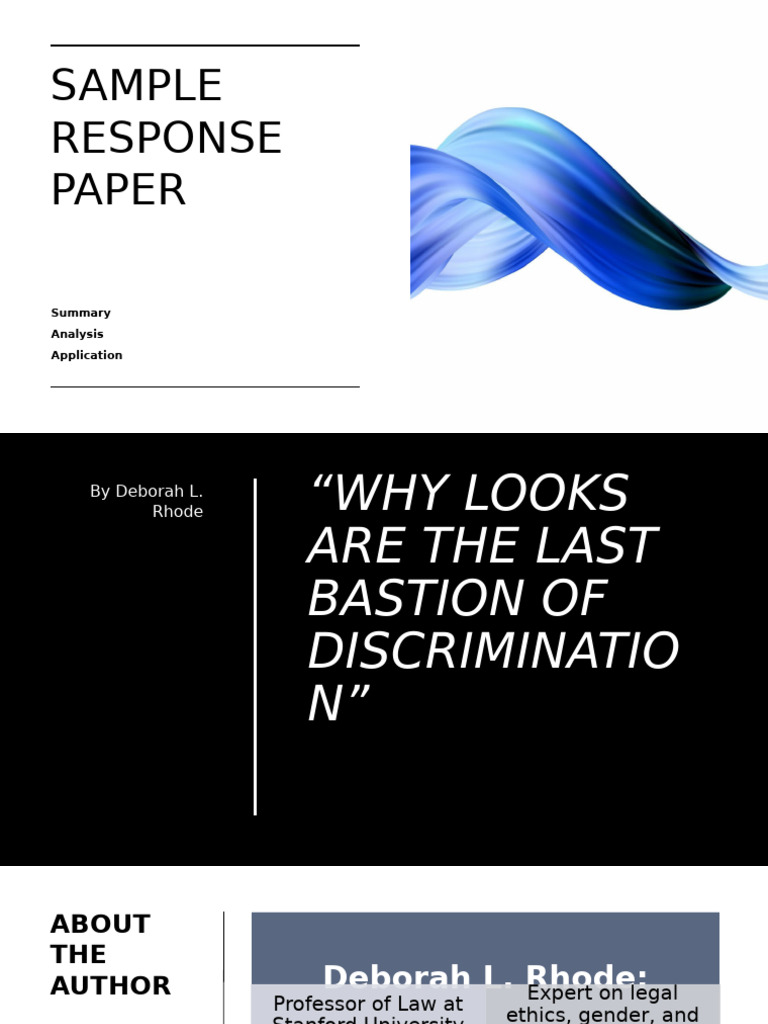 Response Paper Sample Analysis | PDF | Discrimination | Bias