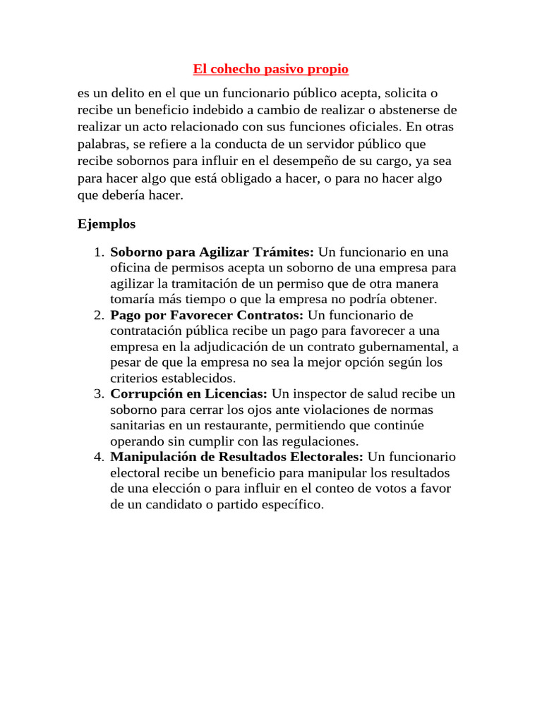 Cohecho Pasivo Propio e Impropio | PDF | Soborno