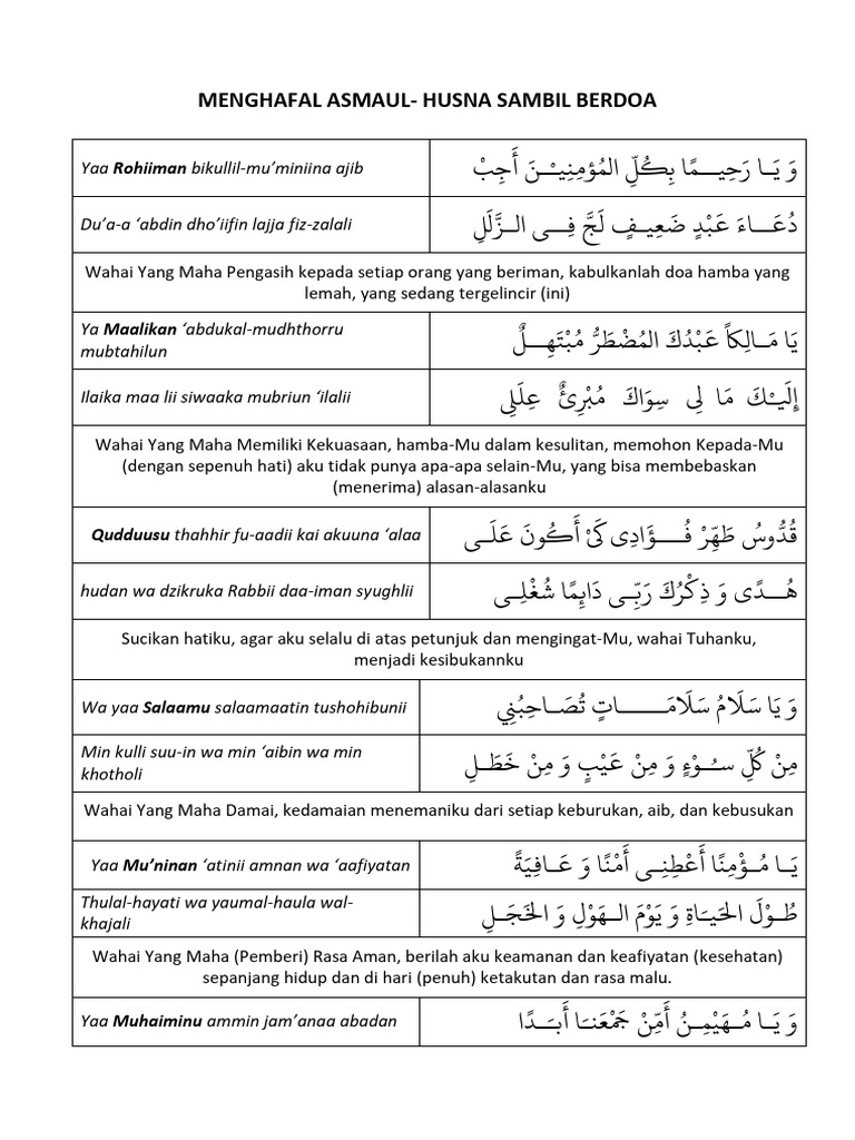 Menghafal Asmaul Husna Sambil Berdoa - PDF | PDF