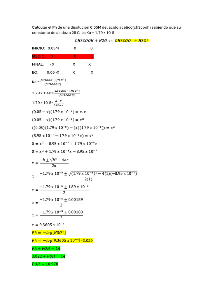 Calcular El Ph de Una Disolución 0 | PDF
