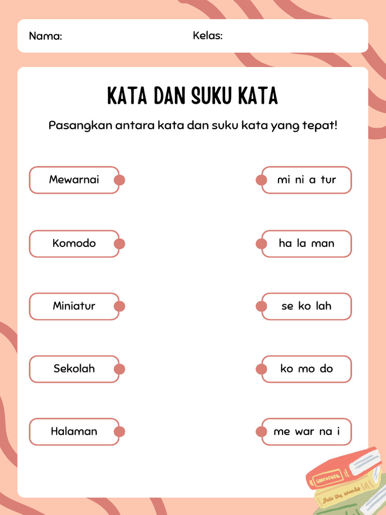 Suku Kata Dan Kata Bahasa Indonesia Kelas 1 Merah Muda Ilustratif | PDF
