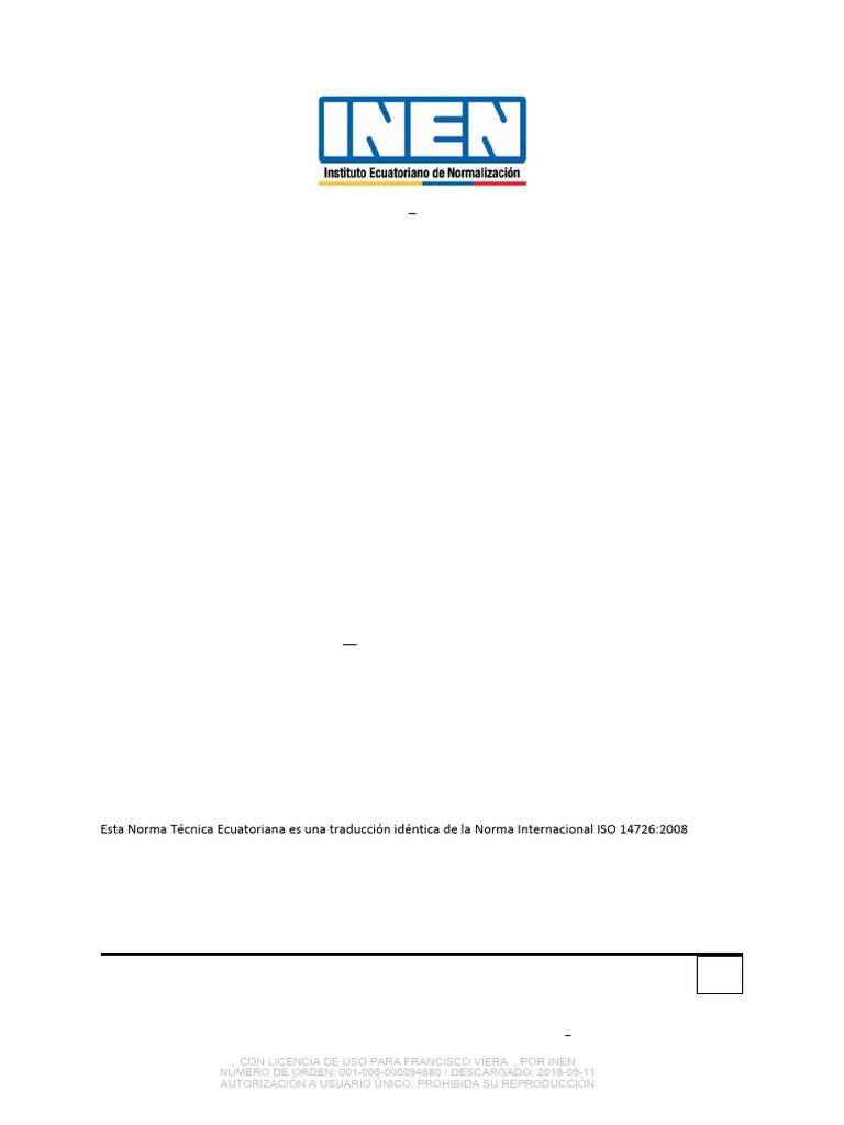 Nte Inen Iso 14726 Identificación de Tuberias | PDF | Organización internacional para la ...