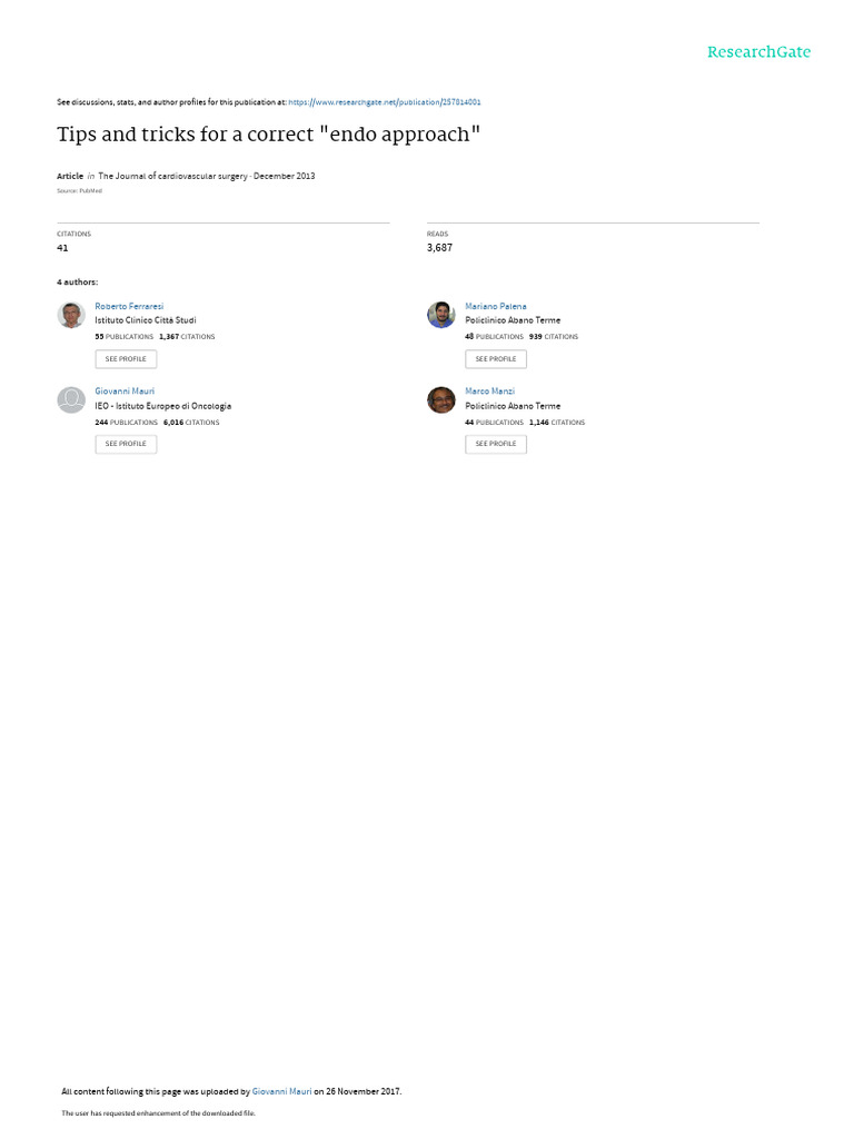 Tips and Tricks For A Correct "Endo Approach": The Journal of ...