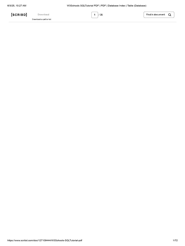 W3Schools SQLTutorial PDF _ PDF _ Database Index _ Table (Database ... W3Schools SQLTutorial PDF _ PDF _ Database Index _ Table (Database ...