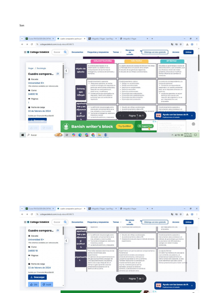 Cuadro Comparativo Thorndike | PDF