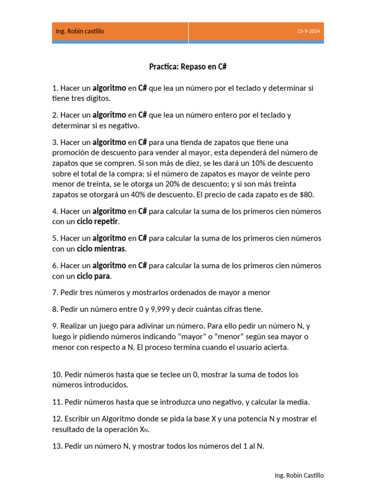 Practica Repaso en C# | PDF