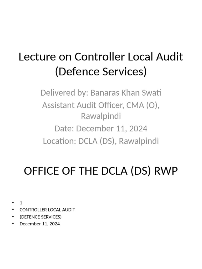 Full DCLA Lecture Presentation | PDF | Audit | Internal Audit