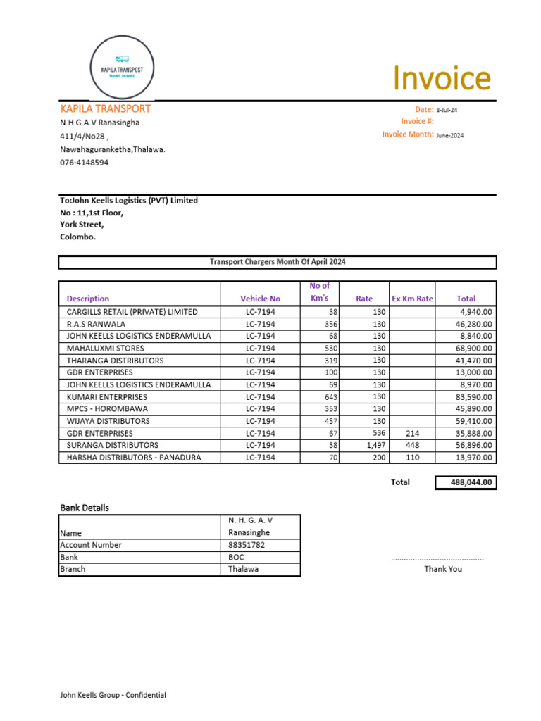 Invoice Format - June2024 | PDF