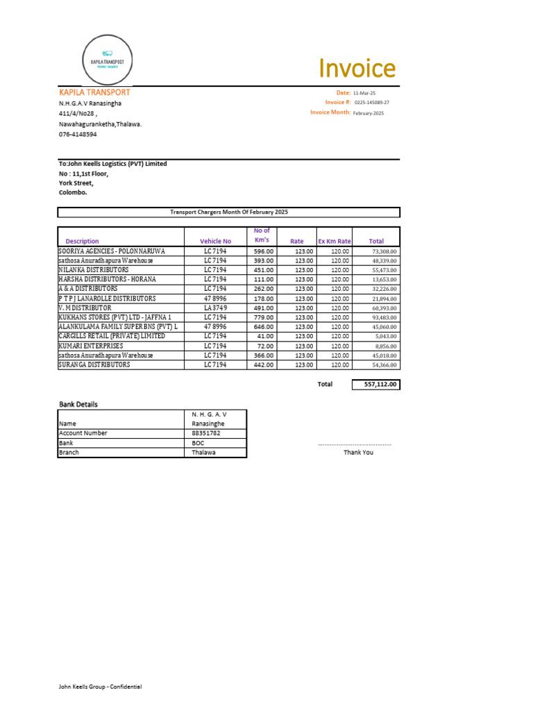 Invoice Format - Feb 2025 | PDF