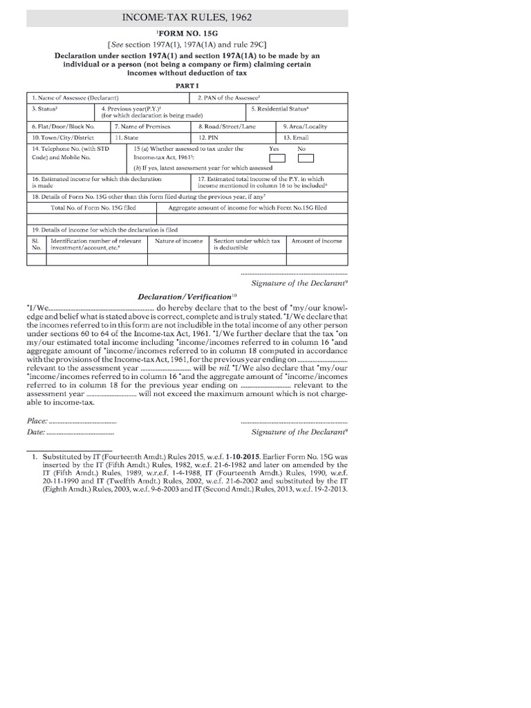 Form 15G | PDF