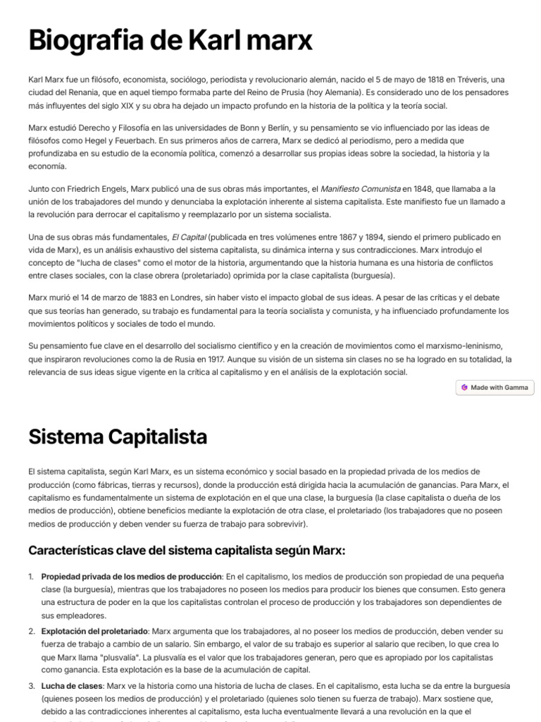 Resumen de la biografía de Karl Marx | PDF | Karl Marx | Capitalismo