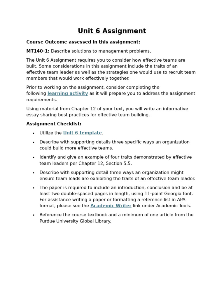Unit 6 Assignment | PDF
