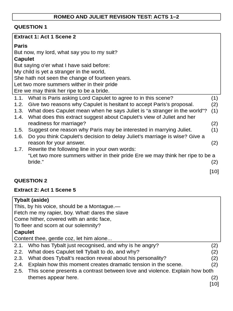 Capulet's Marriage Delay for Juliet | PDF | Characters In Romeo And Juliet