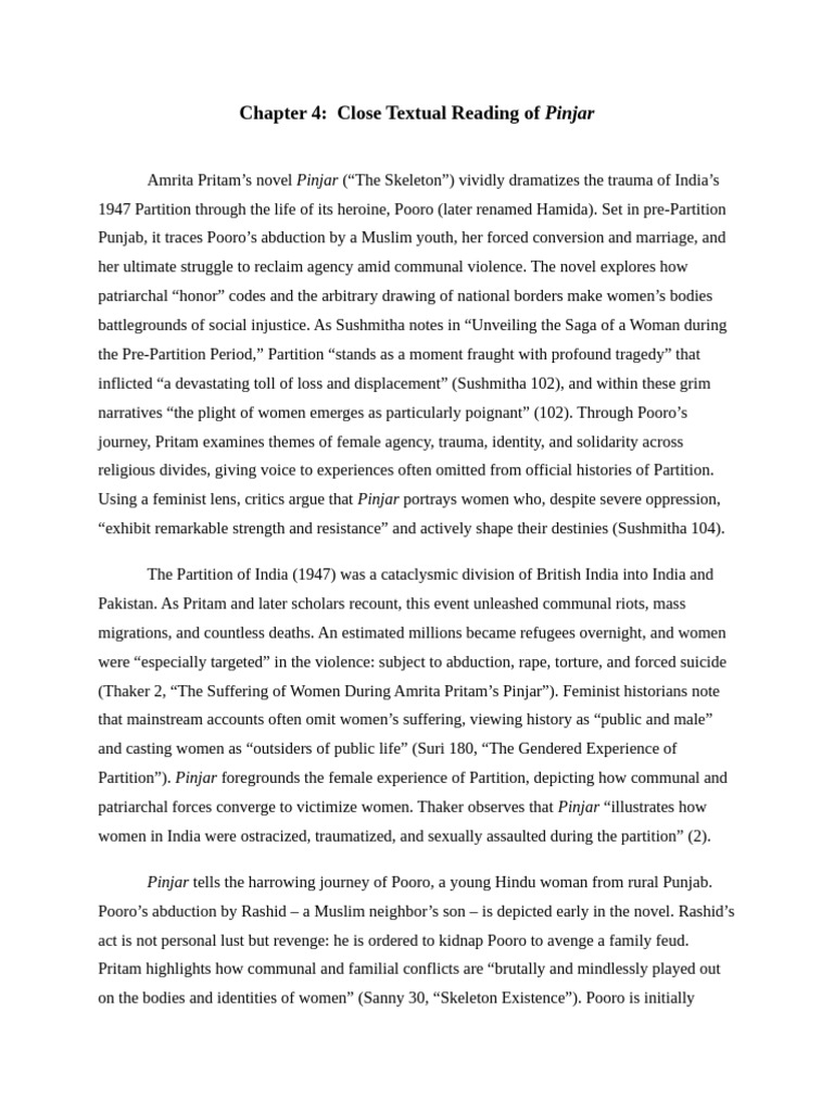 Analyzing Female Agency in Pinjar | PDF | Psychological Trauma ...