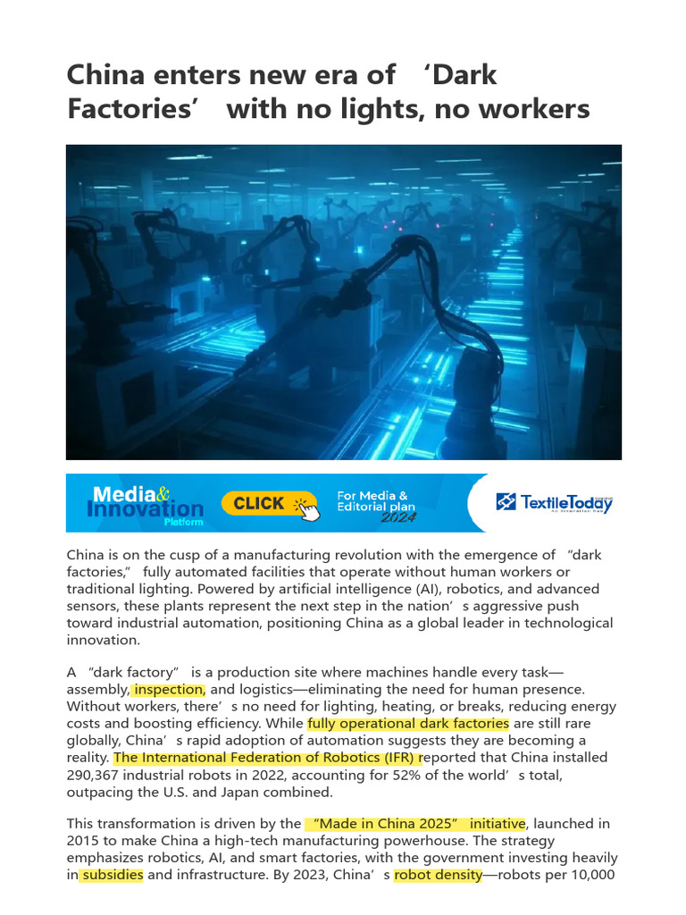 China's Dark Factories: Automation Revolution | PDF | Automation ...