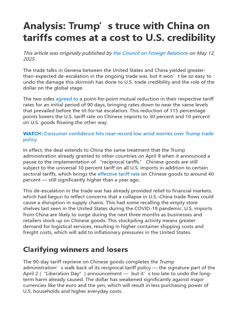 视译-Analysis - Trump's Truce With China on Tariffs Comes at a Cost to U ...