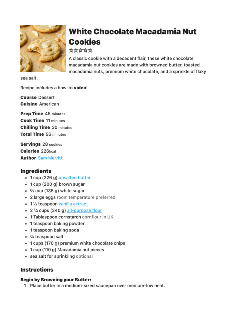 White Chocolate Macadamia Nut Cookies - Sugar Spun Run | PDF | Teaspoon | Baking