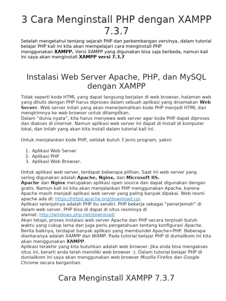 3 Cara Menginstall PHP Dengan XAMPP 7 | PDF