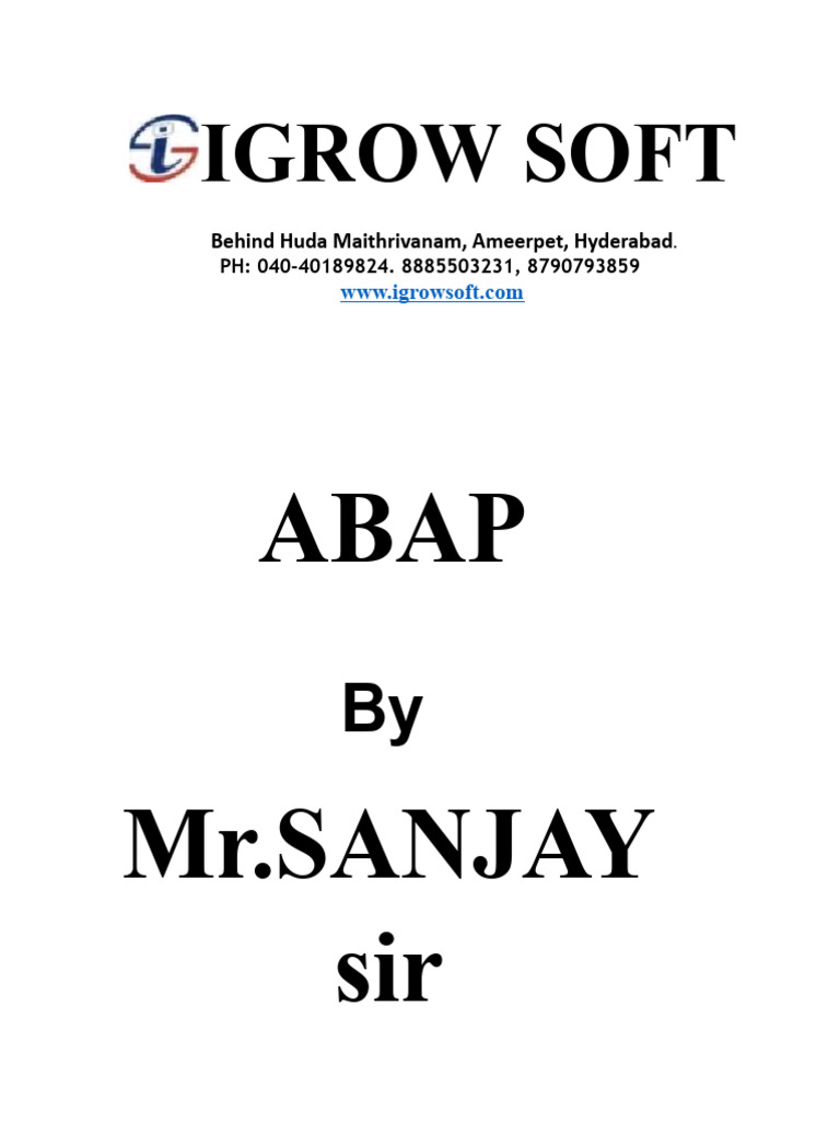 Igrow Soft Abap | PDF | Class (Computer Programming) | Computer Engineering