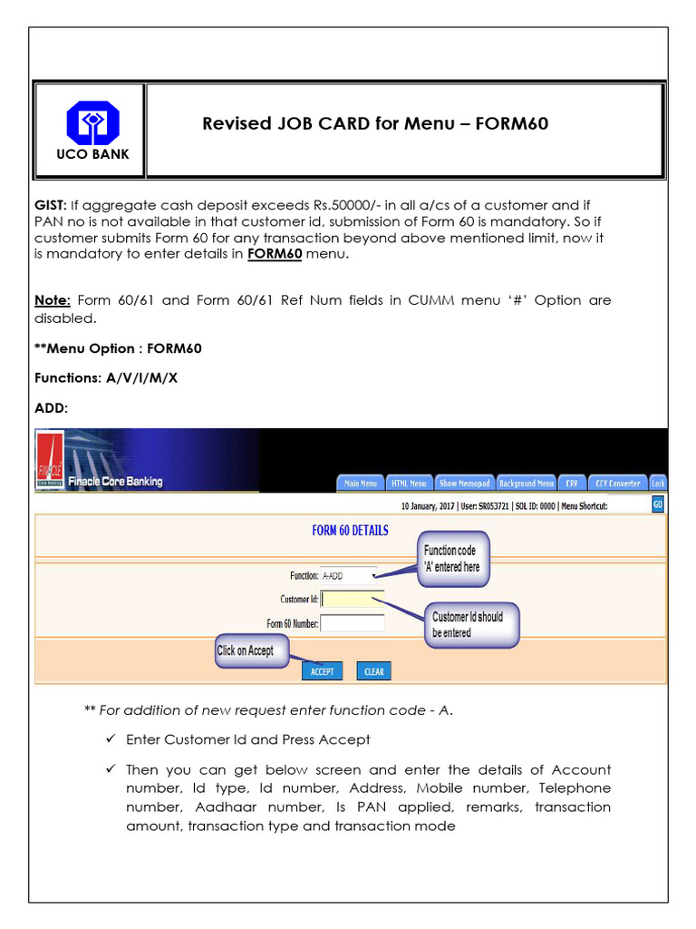 UCO Bank Form 60 Submission Guidelines | PDF | Banks | Money