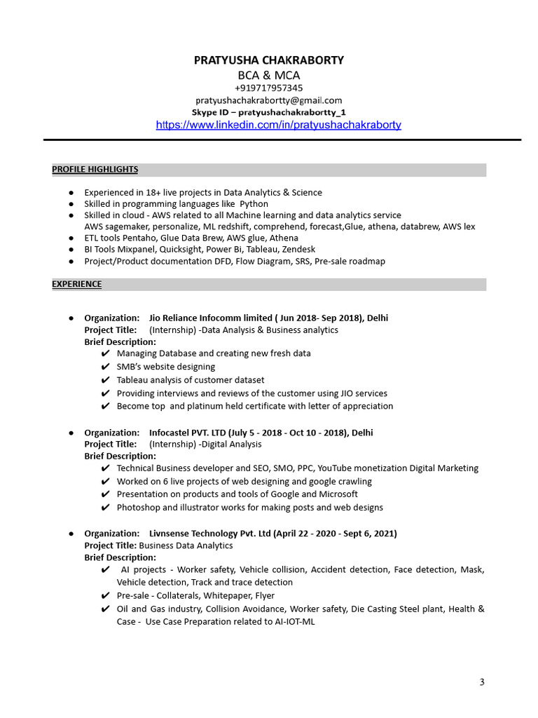 Resume - Pratyusha Chakraborty - Data Science & Analyst | PDF | Analytics | Amazon Web Services