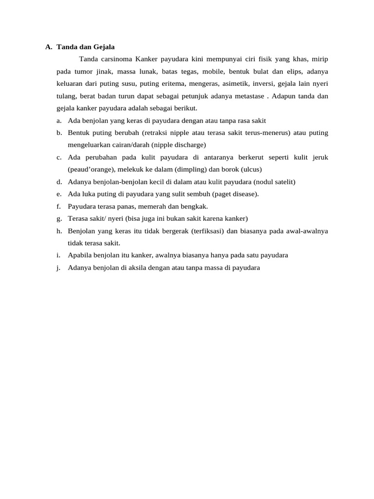 Tanda dan Gejala Kanker Payudara | PDF