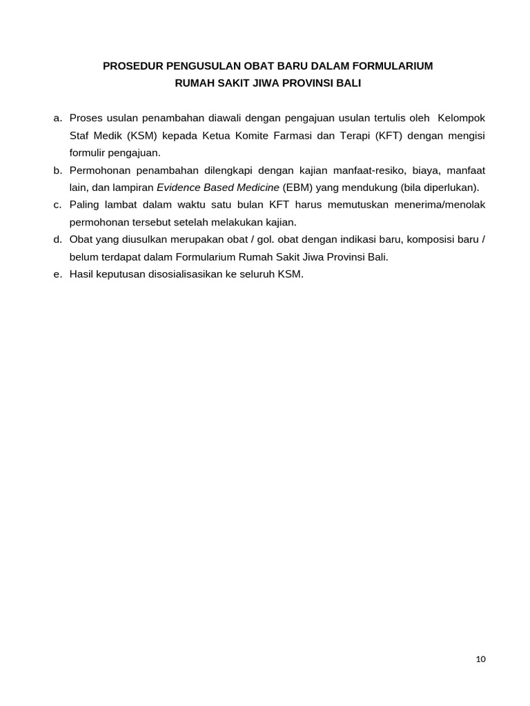 5 Prosedur Pengusulan Obat Baru Formularium RSJ 2021 | PDF