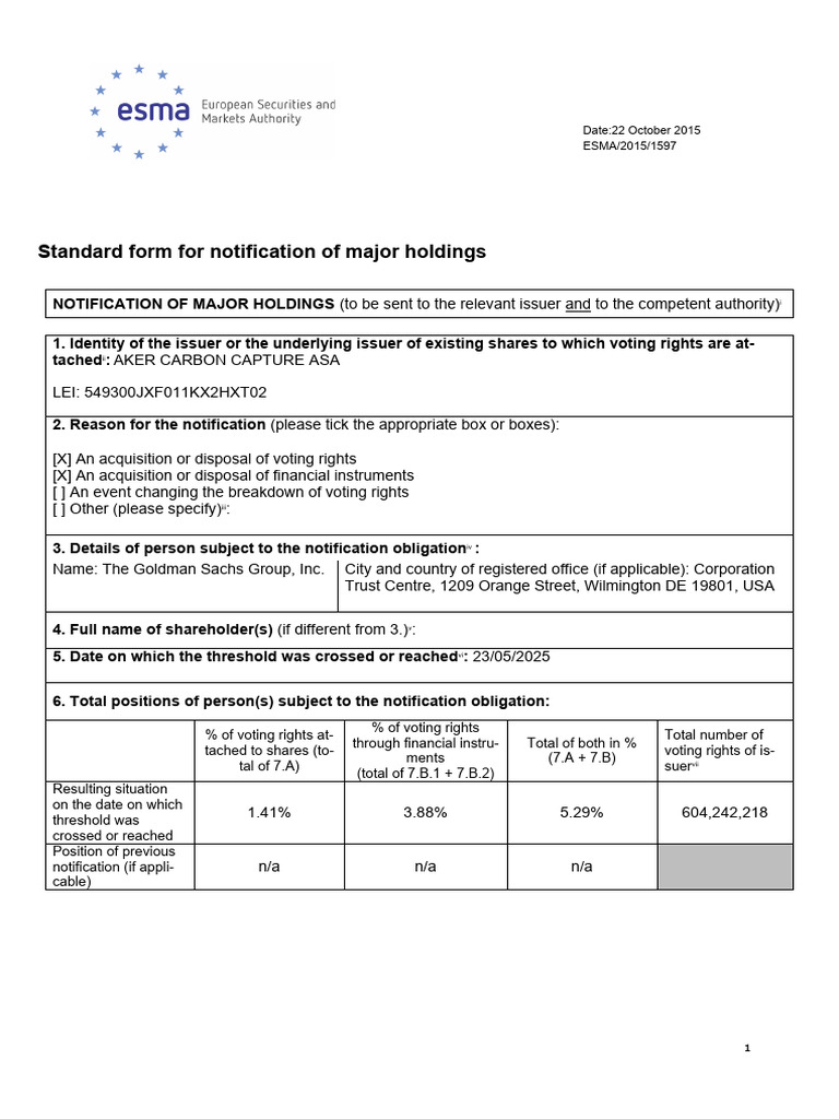 Aker Carbon Capture Asa - Cob 23 May 2025 - Form | PDF | Economies ...