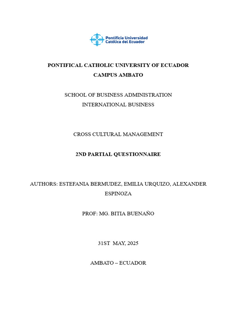 2nd Partial Questionnaire - Bermudez - Espinoza - Urquizo | PDF | Layoff | Behavioural Sciences