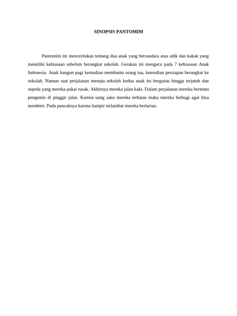 Sinopsis Pantomim 2025 | PDF