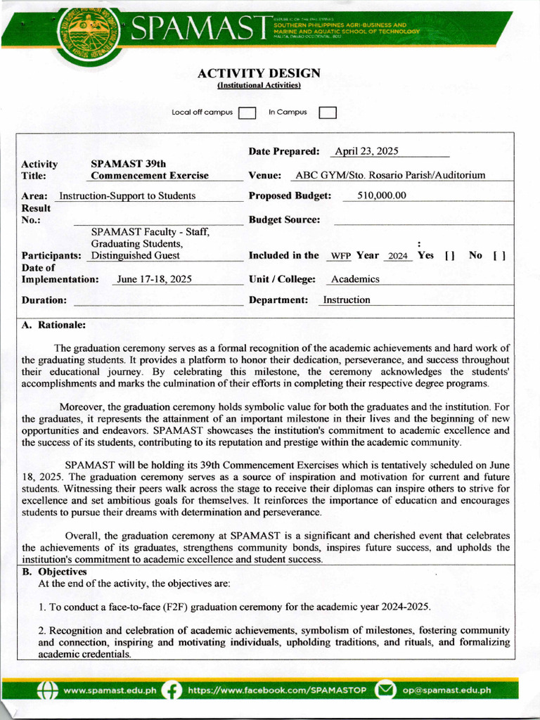 Spamast 39TH Commencement Exercise 2025 | PDF