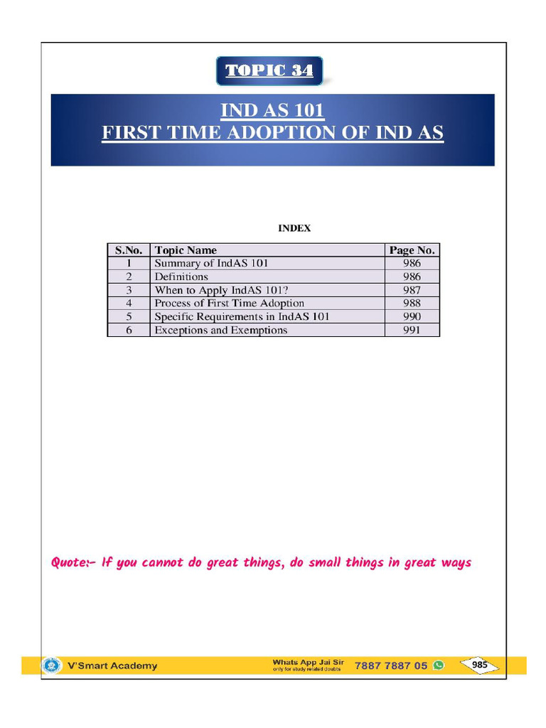 Indas 101 - First Time Adoption | PDF