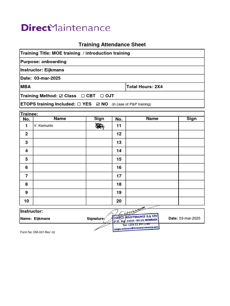 Training Attendance | PDF