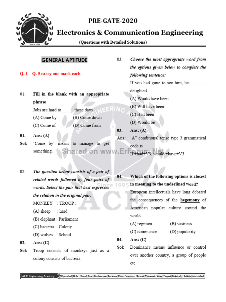 EC_Pre-Gate-2020 questions solved and given | PDF | Frequency ...